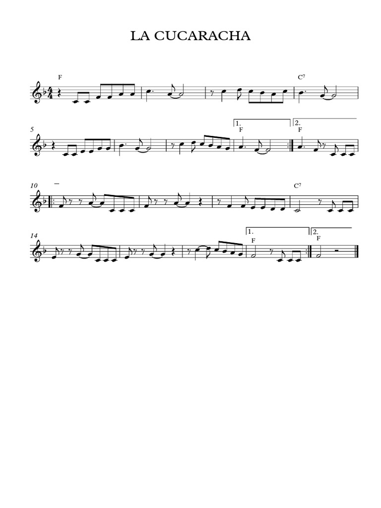 La Cucaracha - Piano | PDF