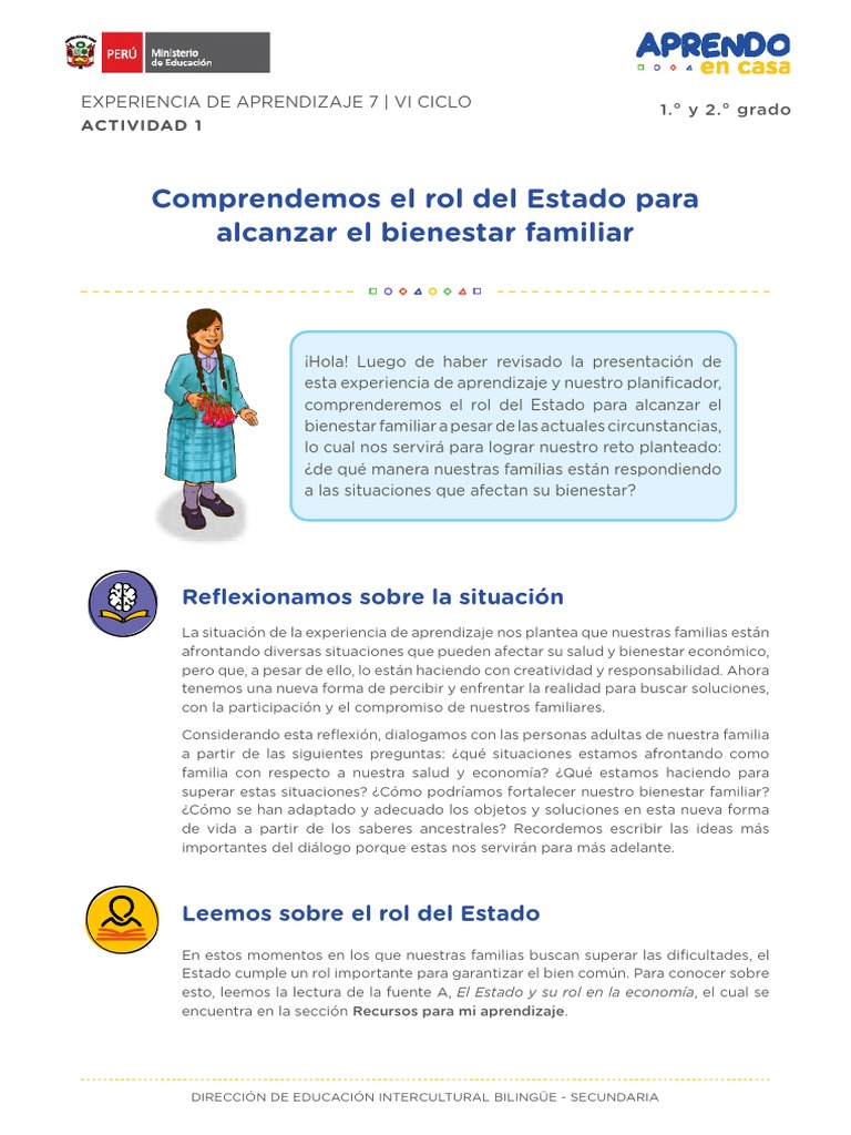 Exp7 Eib Andino Secundaria 1y2 Exploramos Actividad 1 | PDF | Aprendizaje | Estado (política)