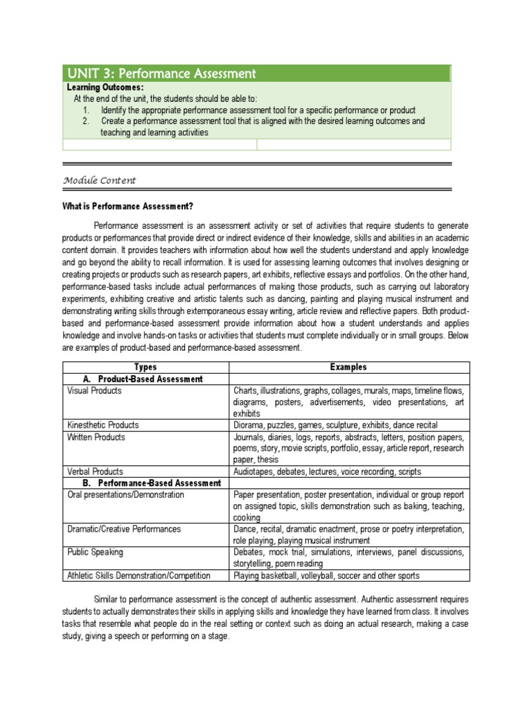 Module 3 Content | PDF | Educational Assessment | Rubric (Academic)