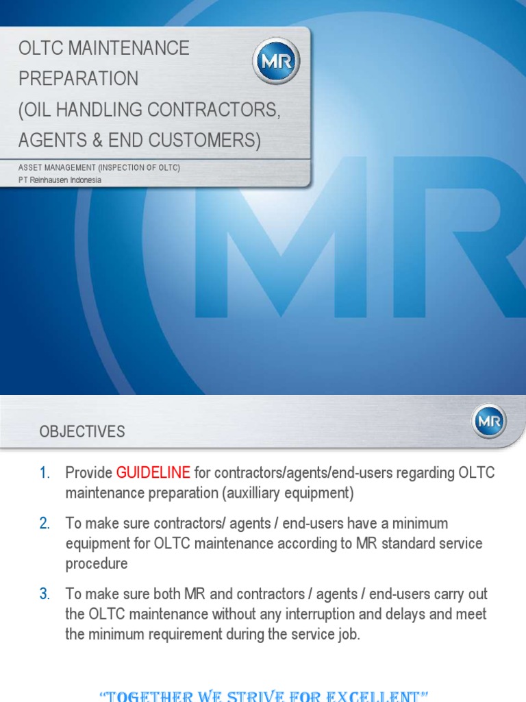 M3 OLTC Maintenance Preparation | PDF | Switch | Transformer