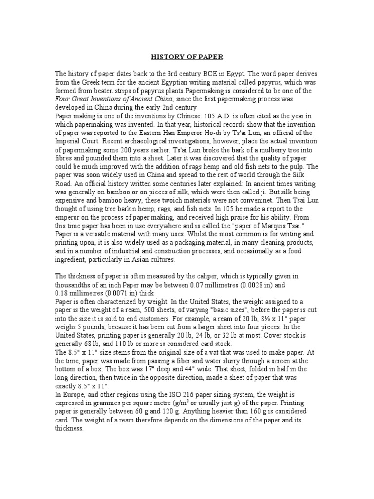 History of Paper | PDF | Papermaking | Paper