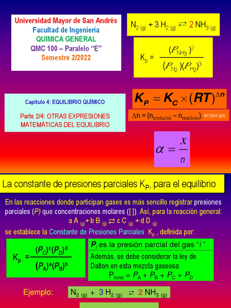 CAP 4 EQUILIBRIO QUIMICO Parte 2 Otras Expresiones Del Equilibrio | PDF ...