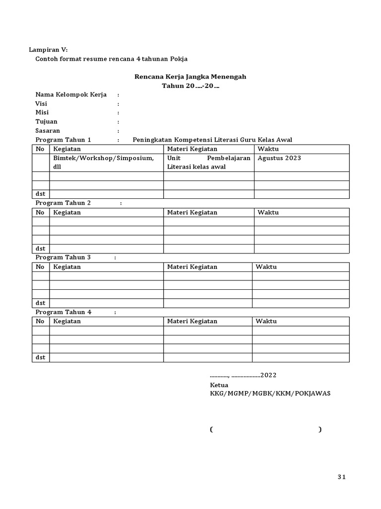 Rencana Kerja Jangka Menengah | PDF