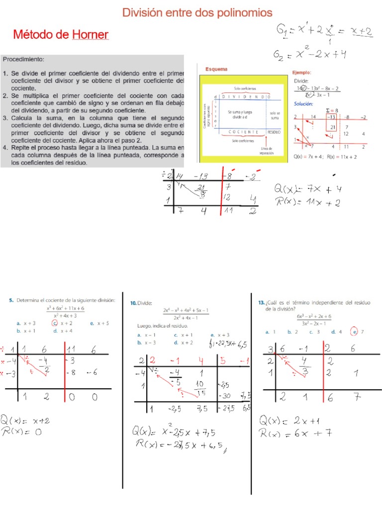 aprendiendo el método de Horner | PDF