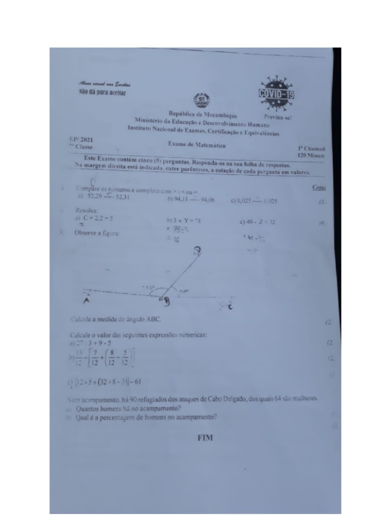 7 Classe - Matemática - 1 EP - 2021 | PDF
