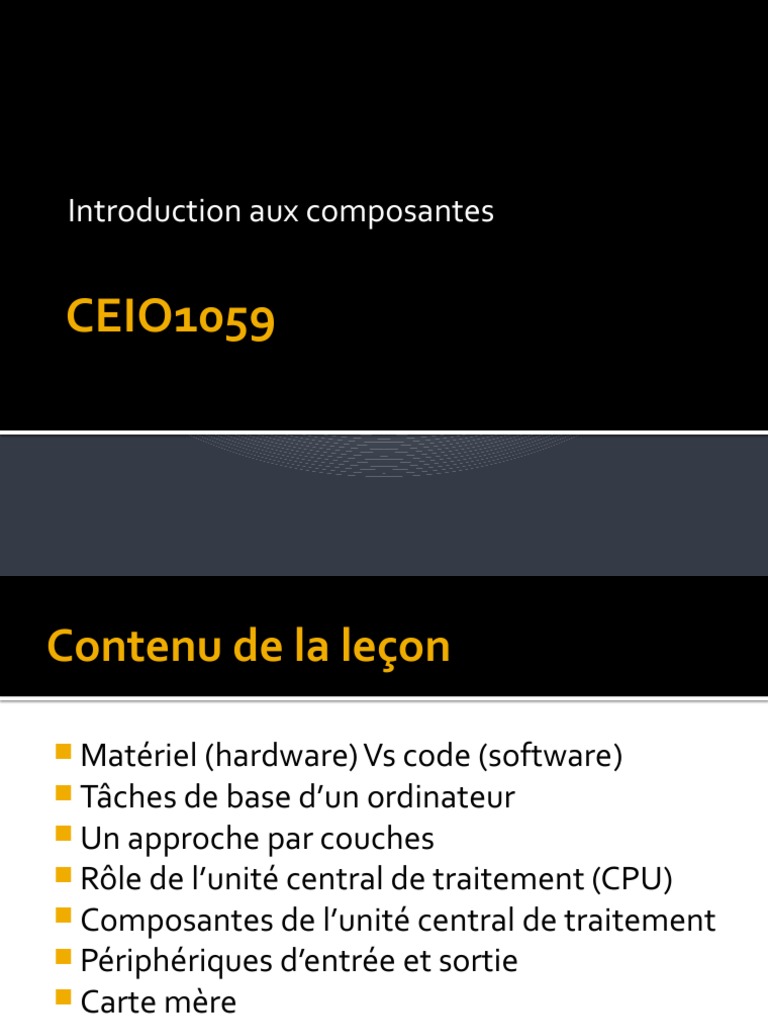 Introduction Aux Composantes | PDF | Ordinateurs