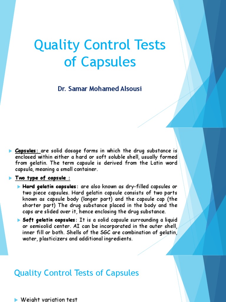Quality Control Tests of Capsules | PDF | Chemistry
