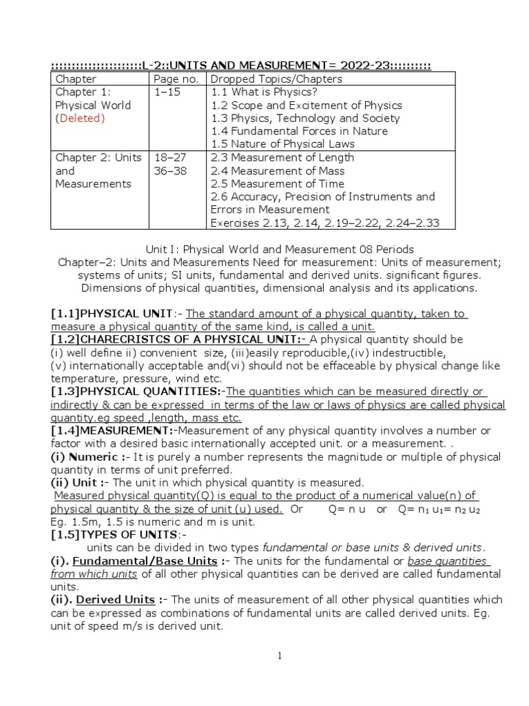 Units and Measurements Guide | PDF | Significant Figures | Observational Error