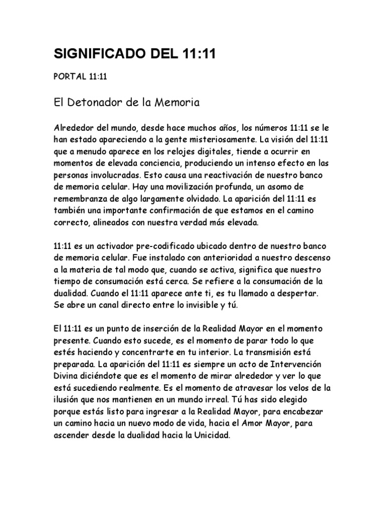 Significado Del 11 | PDF | Tierra | Memoria