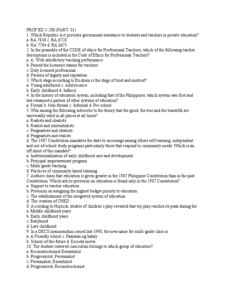 Prof Ed 1 | Download Free PDF | Teachers | Teaching Method