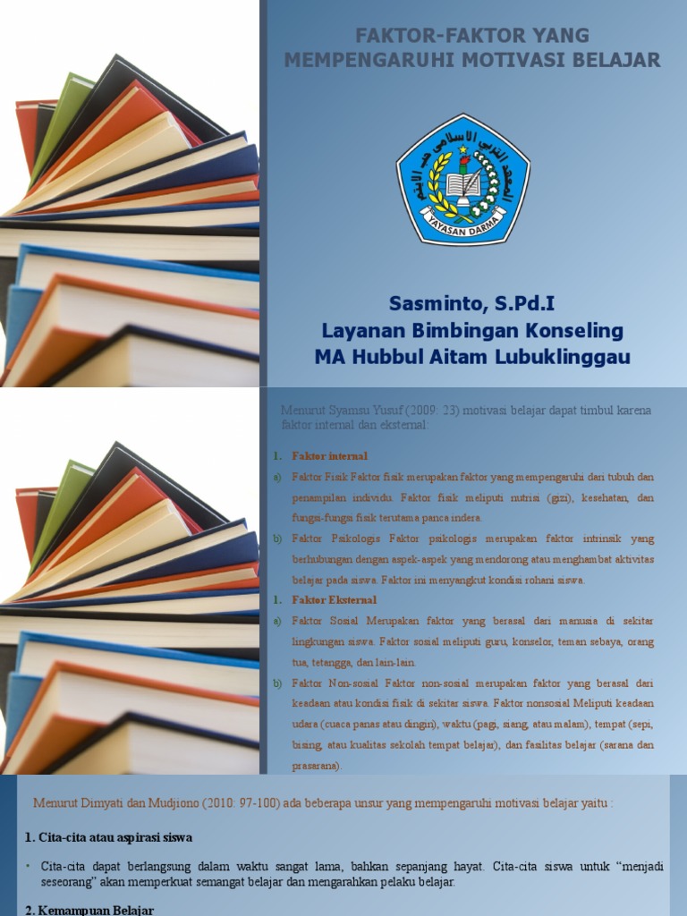 Faktor-Faktor Yang Mempengaruhi Motivasi Belajar | PDF