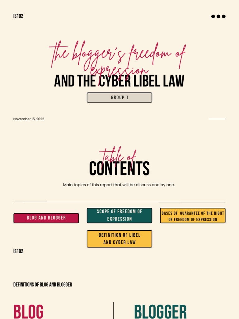 The Bloggers Freedom of Expression and The Cyber Libel Law | PDF ...