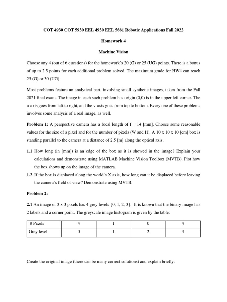 Eel 5661 F22 HW4 111122 | PDF | Imaging | Computer Vision
