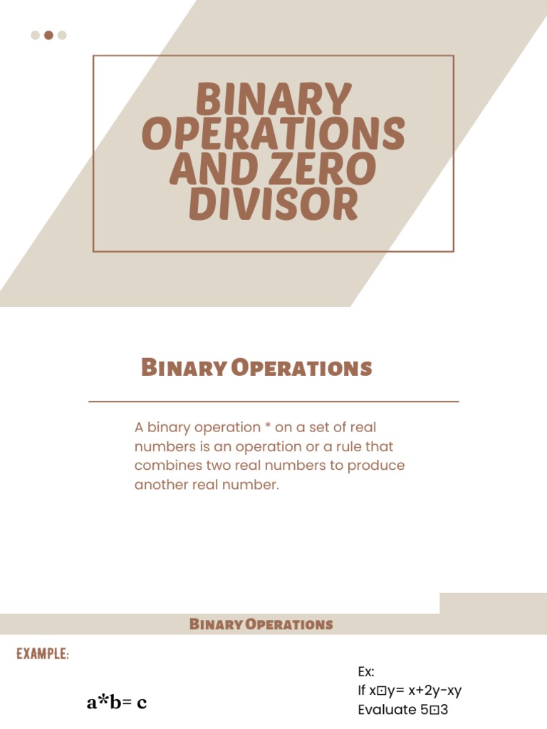 Binary Operations and Zero Divisor | PDF | Ring (Mathematics ...
