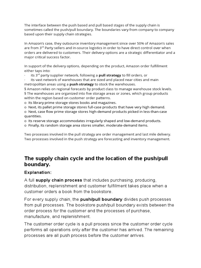 The Supply Chain Cycle and The Location of The Push/pull Boundary ...