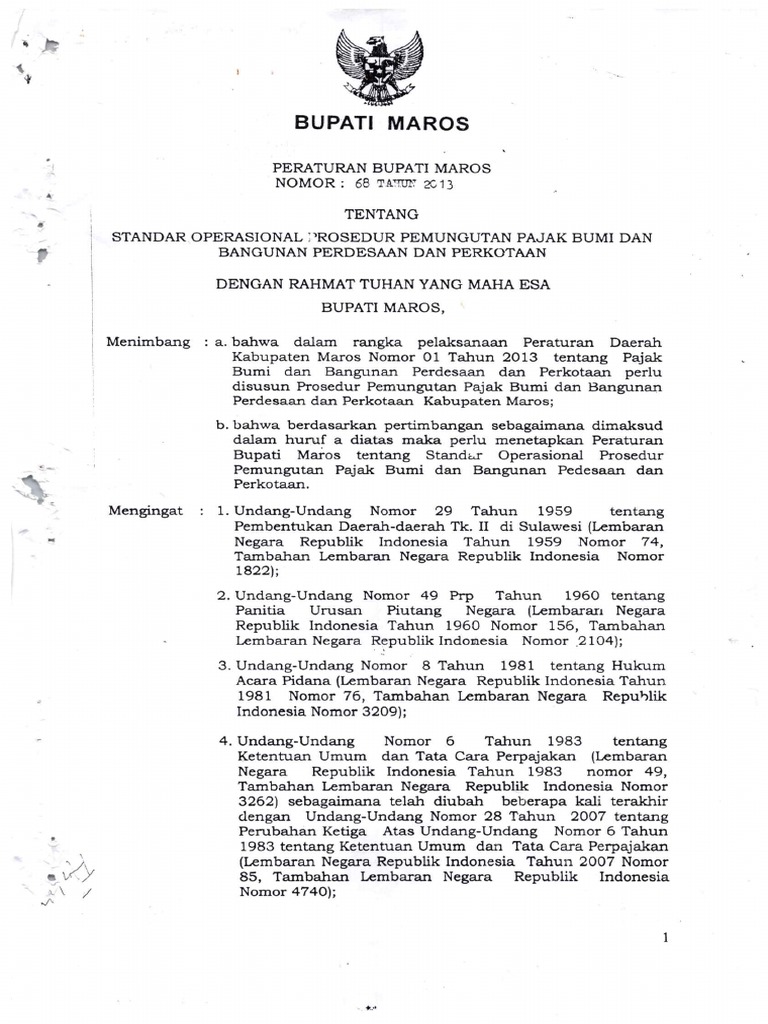 Perbup Sop PBB | PDF
