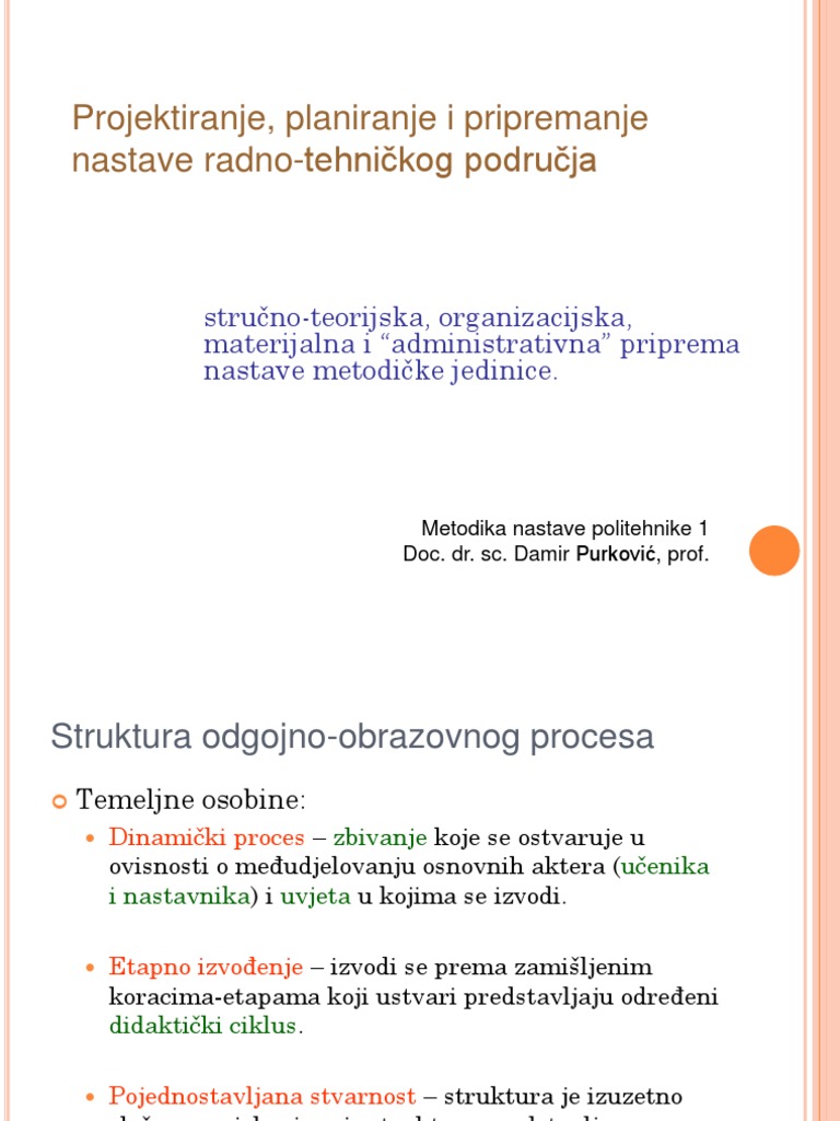 Planiranje I Pripremanje Nastave Tehnike | PDF