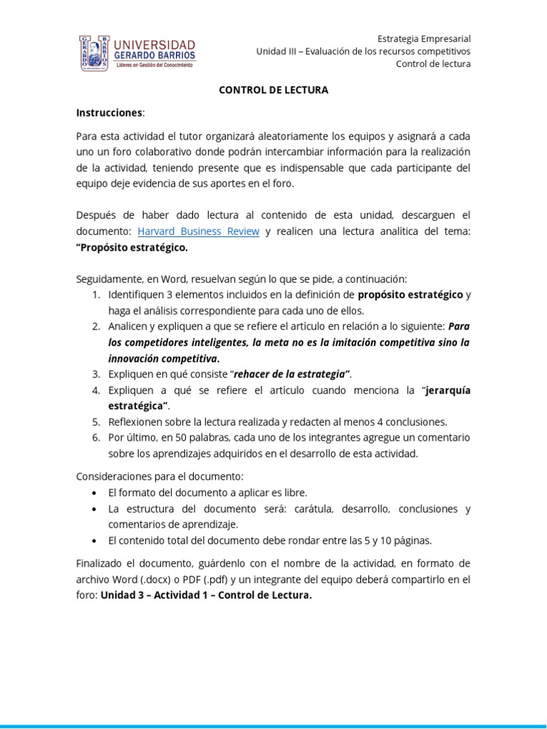 Control de Lectura - FIN | PDF