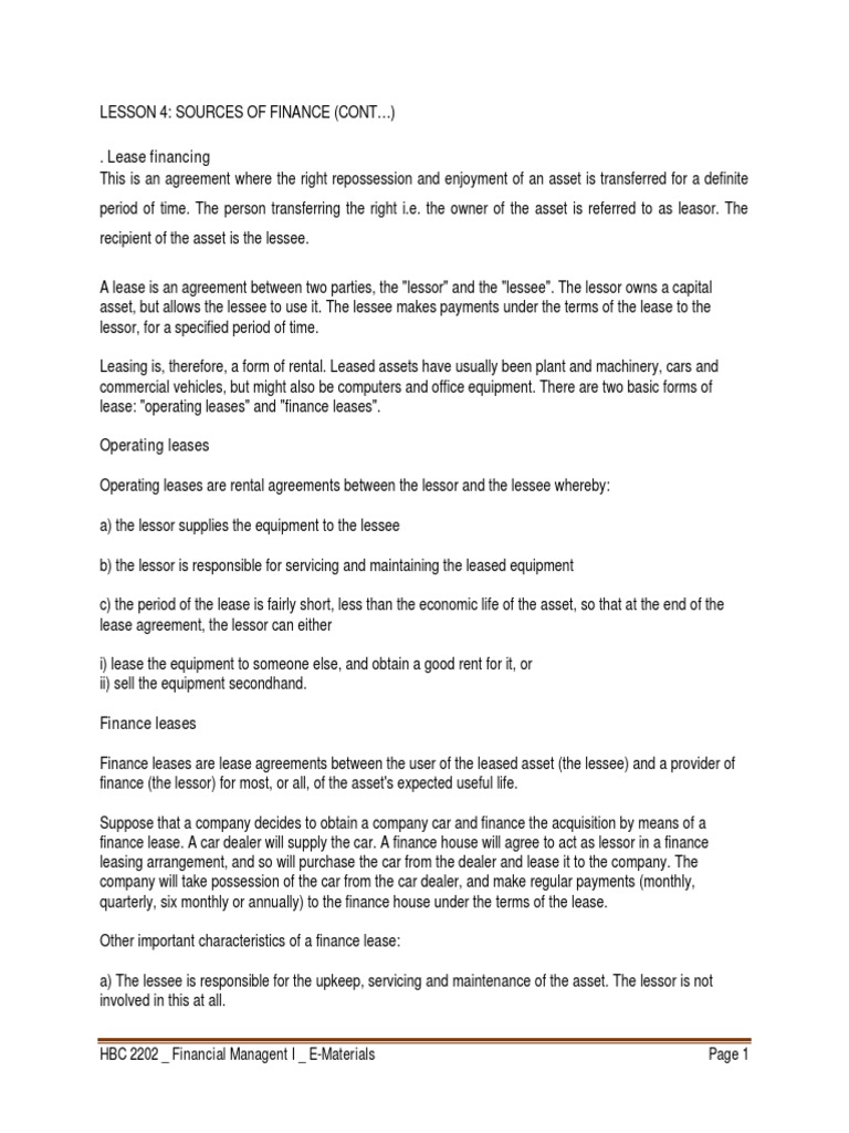 Lesson 4 | PDF | Lease | Debenture