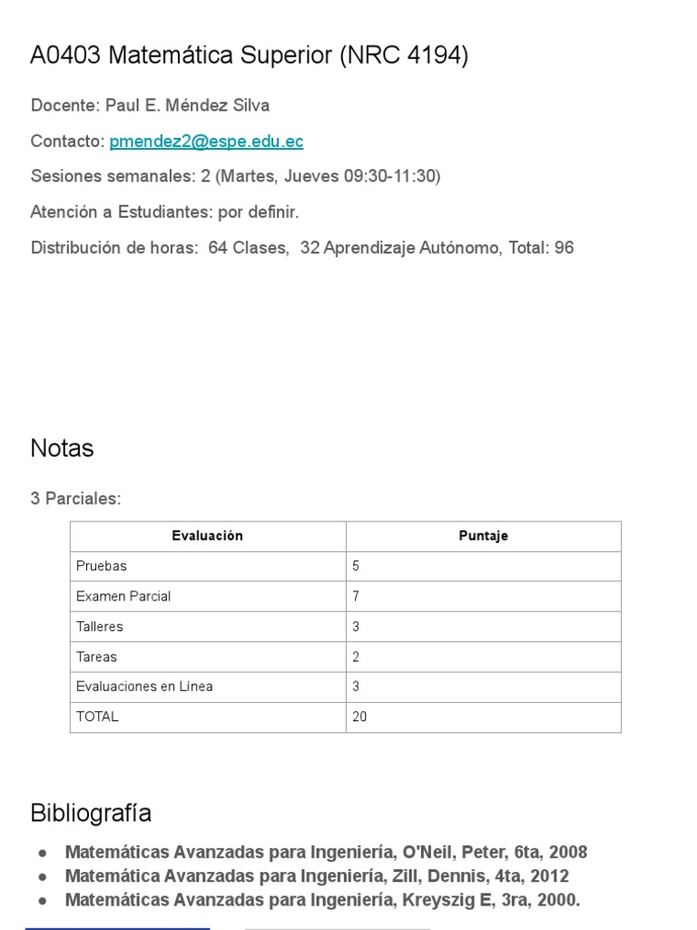 Matemática Superior: Curso y Evaluación | PDF | Tecnología