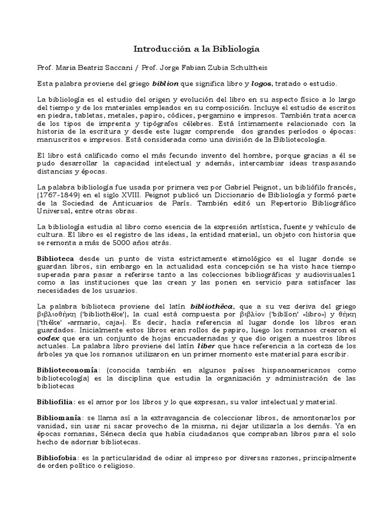 01a Introduccion A La Bibliologia | PDF | Bibliotecas | Libros