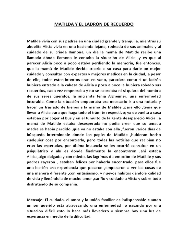 Matilda y El Ladròn de Recuerdo | PDF