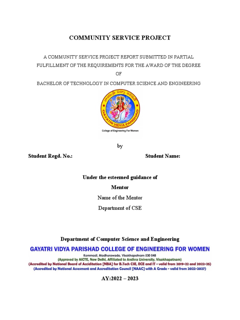 COMMUNITY SERVICE PROJECT-Template | PDF | Science