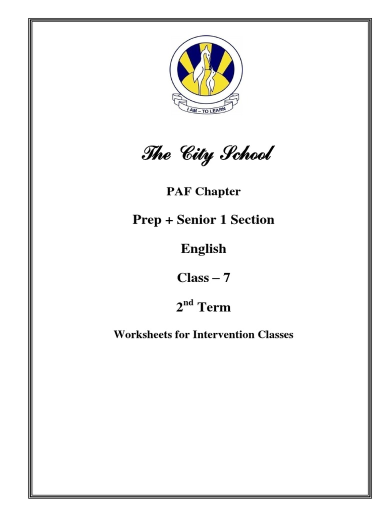English Worksheet For Intervention Classes Grade 7 2nd Term | PDF