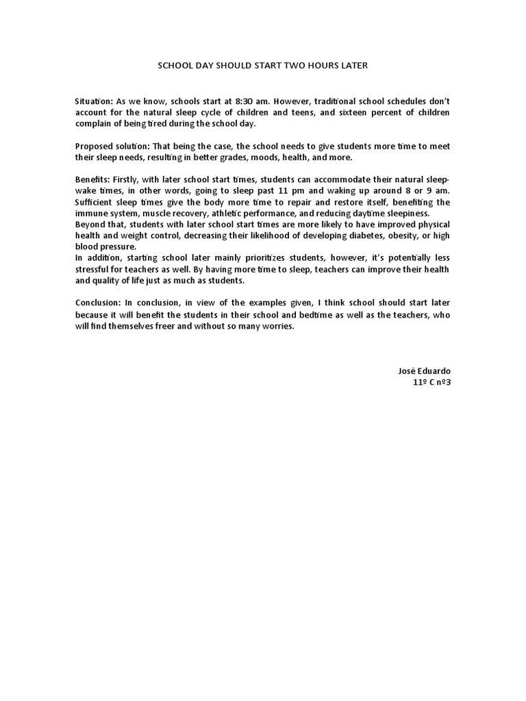 School Day Should Start Two Hours Later | PDF