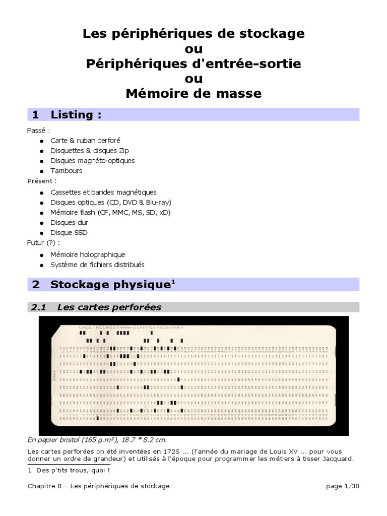 Chapitre 8 Les Peripheriques de Stockage | PDF | Disquette | Disque dur