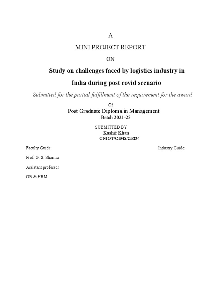 Mini Report | PDF | Supply Chain | Logistics