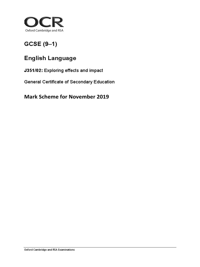 Mark Scheme Exploring Effects and Impact | PDF | Linguistics | Cognition