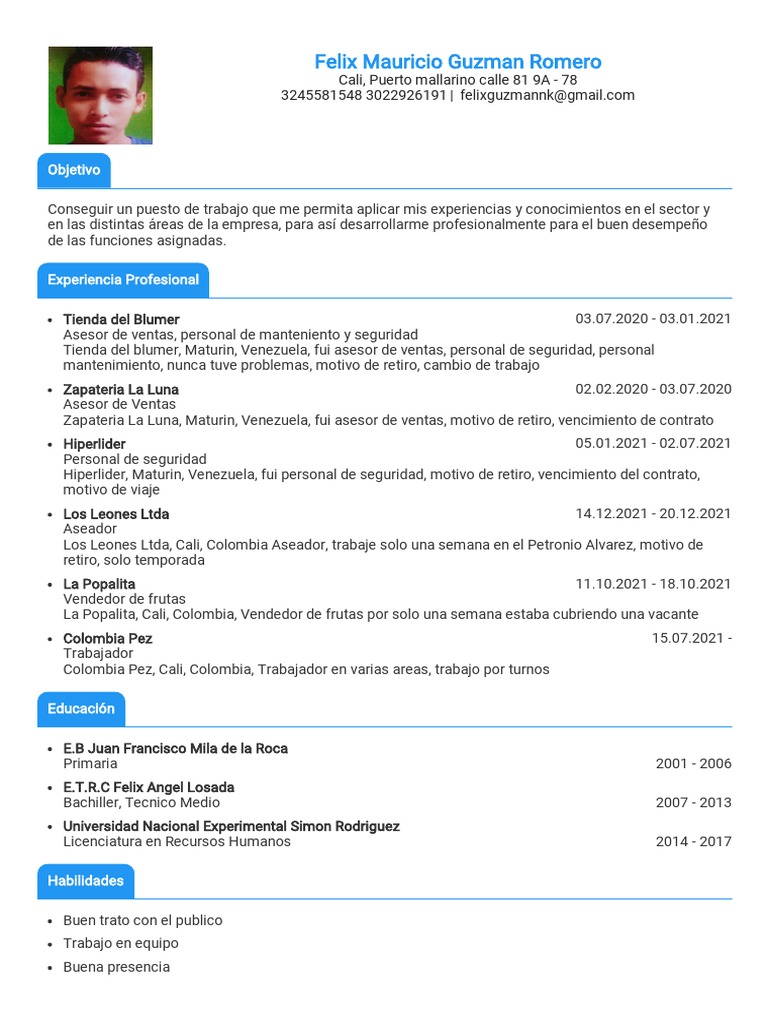 CV Felix | PDF | Colombia | Venezuela