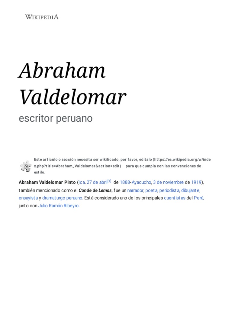 Biografía de Abraham Valdelomar | PDF | Literatura latinoamericana