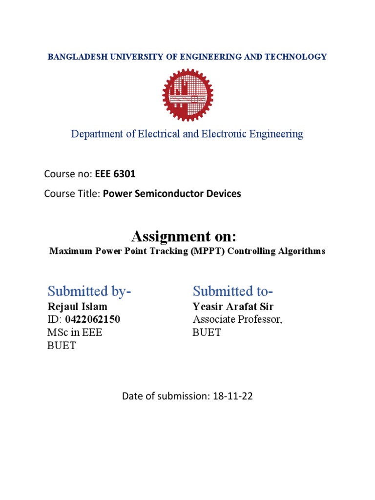 Maximum Power Point Tracking (MPPT) Controlling Algorithms | PDF | Photovoltaics | Sustainable ...