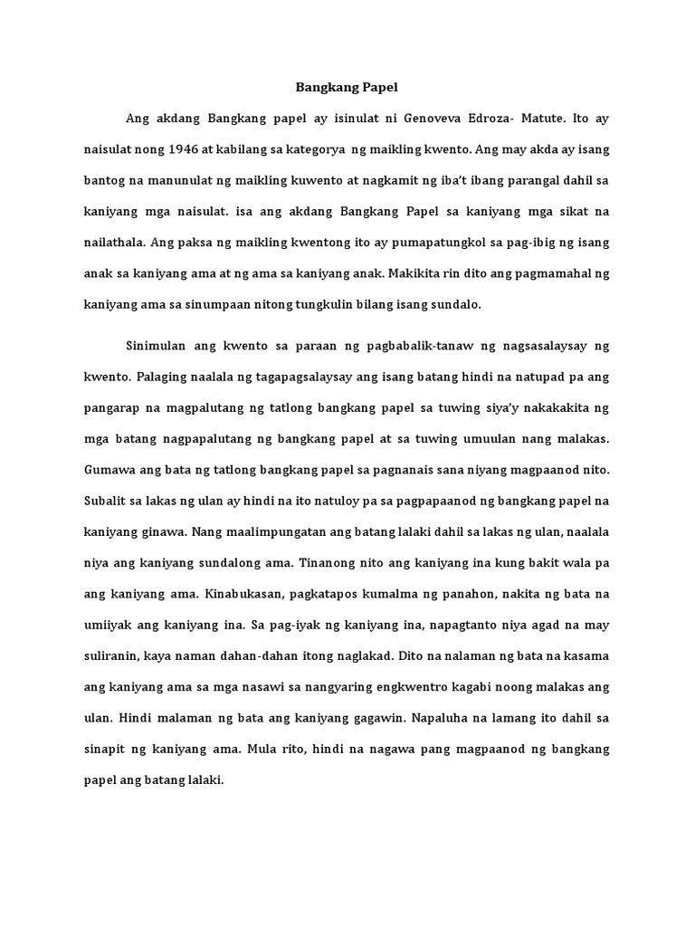 Bangkang Papel Analysis | PDF