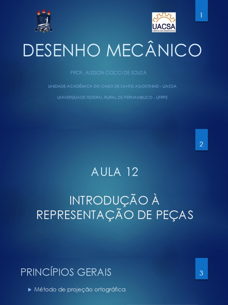 Desenho Mecnico - Aula 12 - Representao de Peas | PDF | Desenho técnico