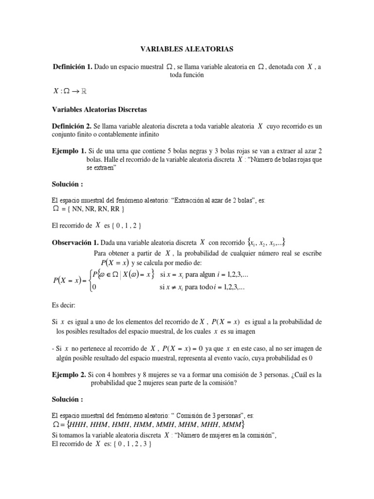 Variables Aleatorias | PDF | Variable aleatoria | Valor esperado