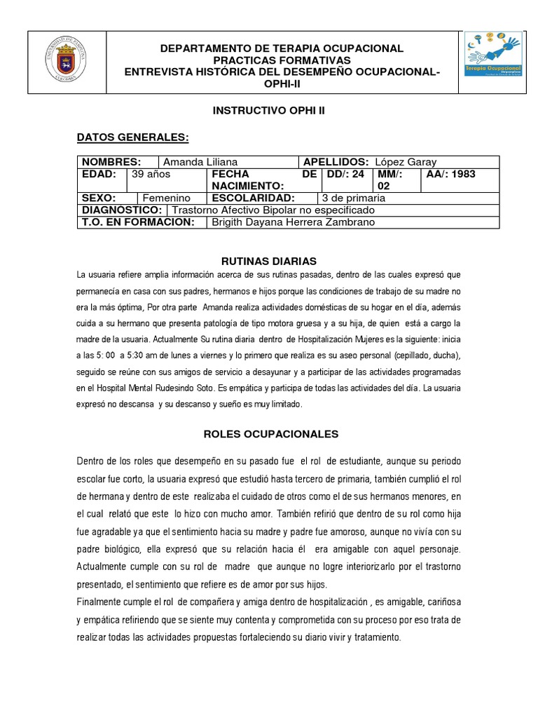 Ophi Ii | PDF | Terapia ocupacional | Comportamiento
