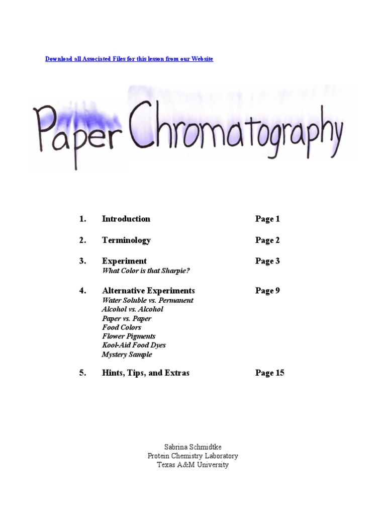 Paper Chromatography Handout | Download Free PDF | Chromatography | Elution