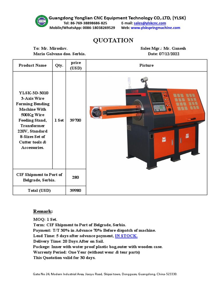 YLSK-3D-3100 Wire Bending Machine | PDF | Numerical Control ...