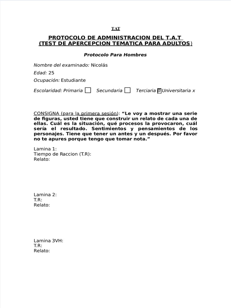 Dokumen - Tips - Protocolo Tat Test de Apercepcion Tematica para ...