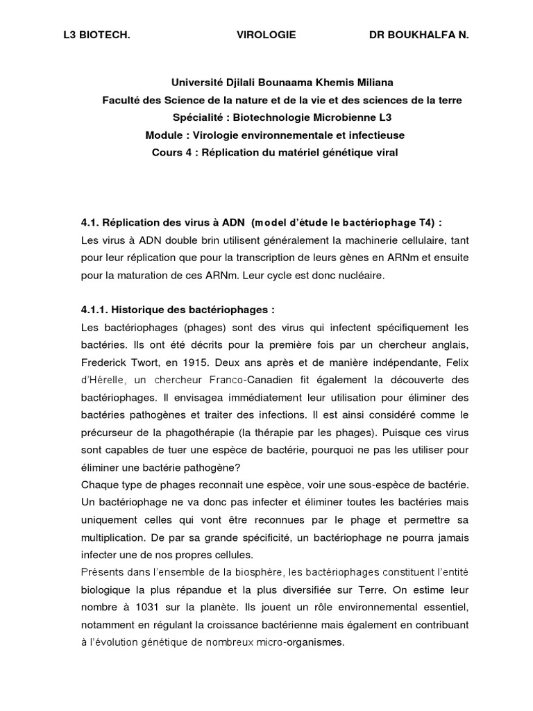 Cours 4 (Virologie Env Infect) | PDF | Bactériophage | Répertoire national des associations