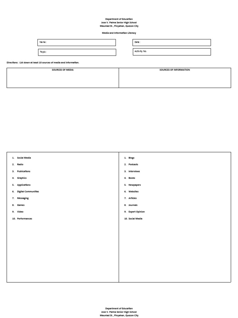 W2 Activity Sheets | PDF | Mass Media | Social Media