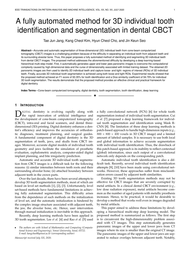 A Fully Automated Deep Learning Method for 3D Individual Tooth Identification and Segmentation ...