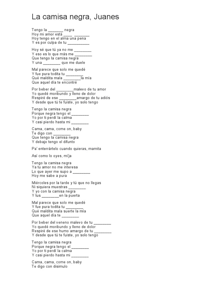 Camisa Negra, Juanes | PDF