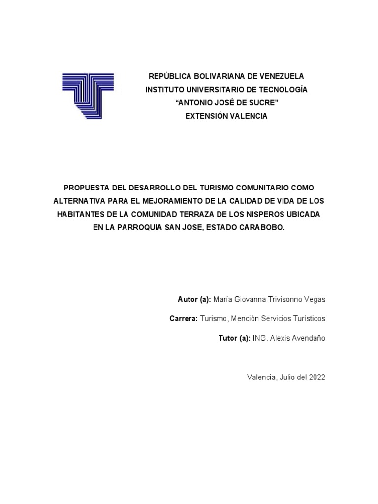 Proyecto de Servicio Comunitario | PDF | Turismo | Geografía