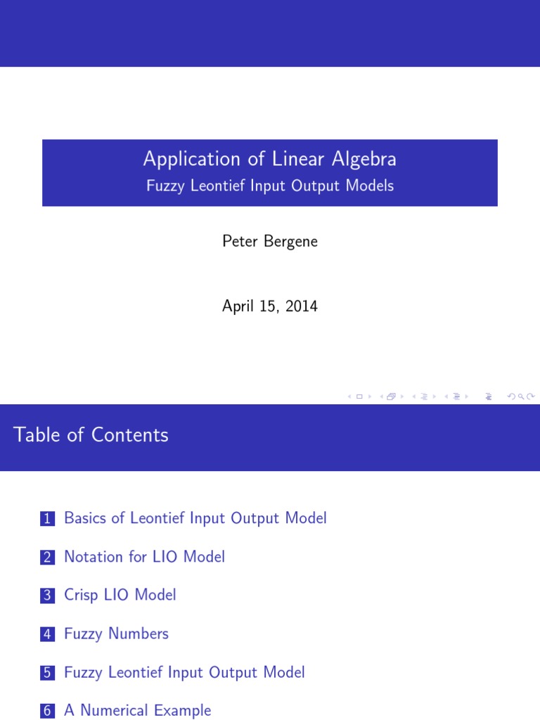 Math420 Ups Spring 2014 Bergene Input Output Analysis Present Pdf Input Output Model