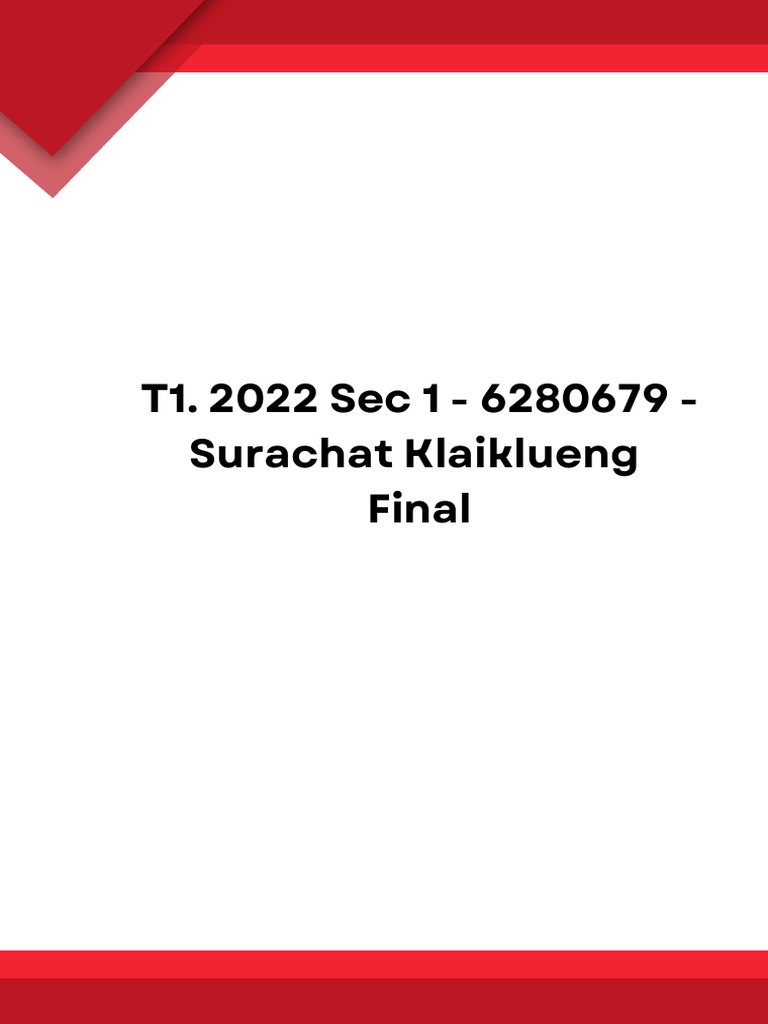 T1.2022 Sec 1 - 6280679 - Surachat Klaiklueng Final | PDF | Goal | Artificial Intelligence