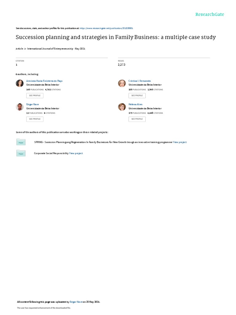 Family Business Succession Study | PDF | Strategic Management ...